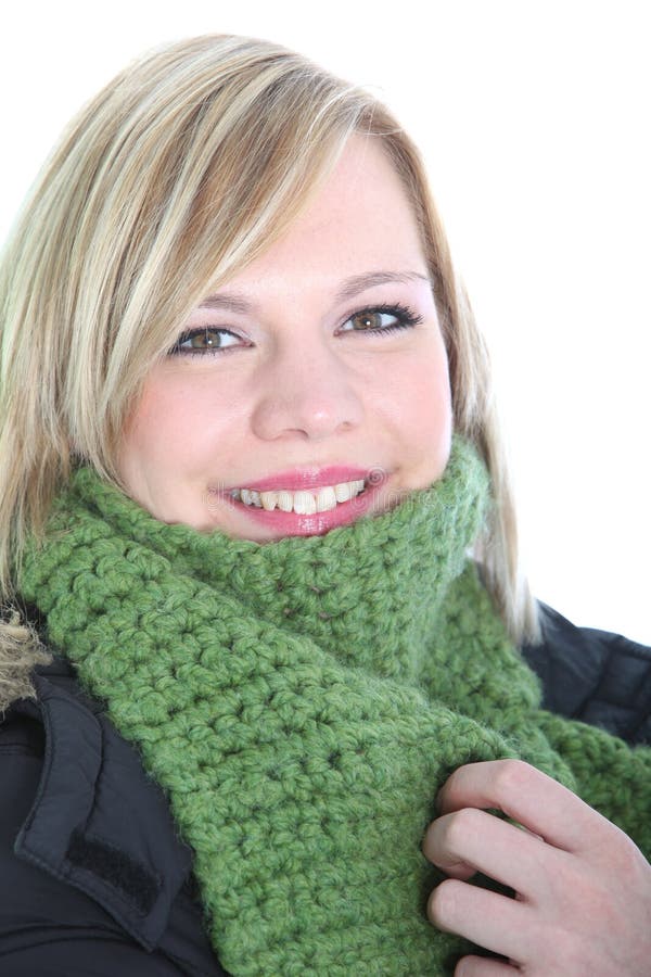 Beautiful Woman Wrapped in a Winter Scarf Stock Image - Image of ...