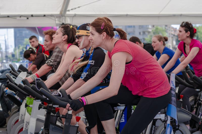Beautiful Womans at Spinning Class Editorial Stock Photo - Image of ...
