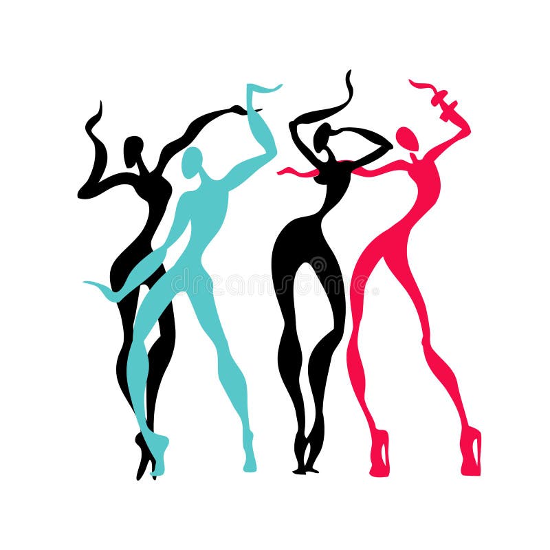 Beautiful Women. Dancing Silhouettes. Stock Illustration - Illustration ...