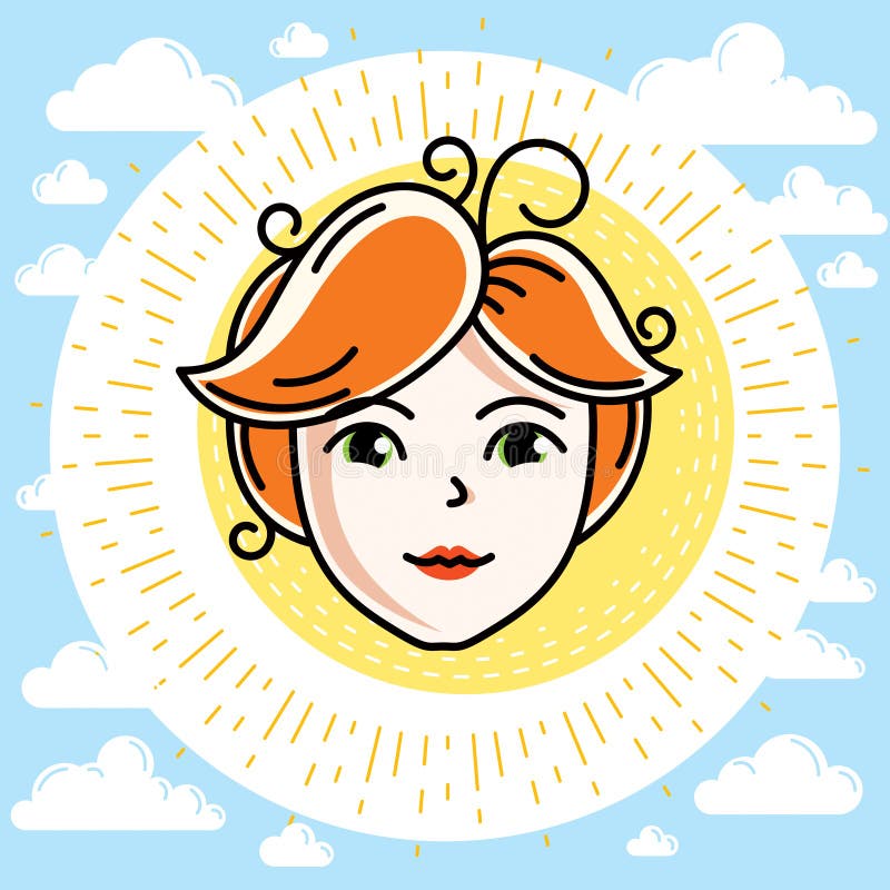 Beautiful Women Face Human Head Vector Redhead Character Attractive