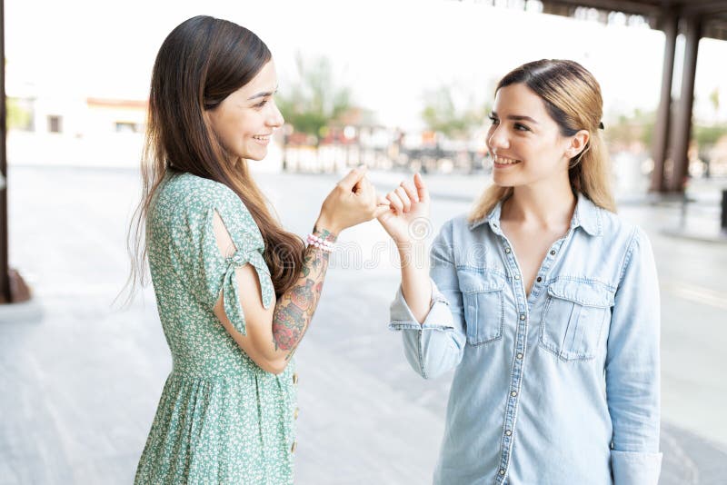 Best Friends Making A Pinky Promise Stock Image Image Of Couple