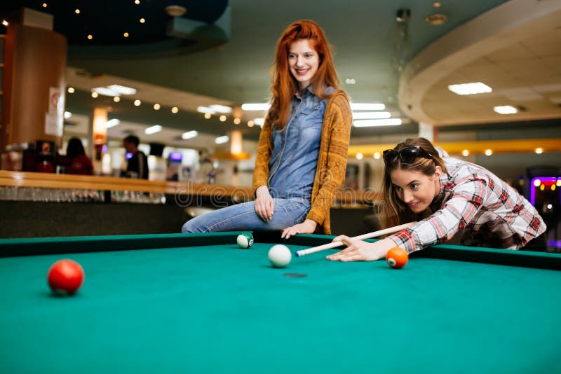 Beautiful Women Playing Billiards Stock Image - Image of charming ...