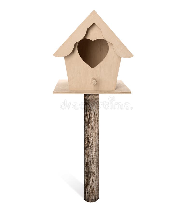Beautiful Wooden Bird Box Isolated on White Stock Photo - Image of ...