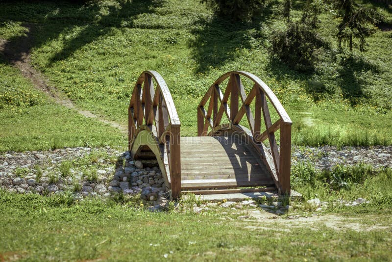Beautiful Wooden Bridge in Spring Park in Sunny Day Stock Photo - Image ...