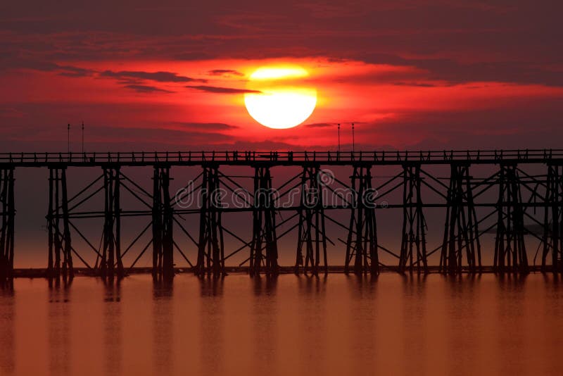 Beautiful Wooden Bridge and Sunset Stock Image - Image of travel ...