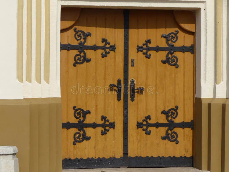 Beautiful Wooden Doors in Retro Style Stock Photo - Image of symbolic ...