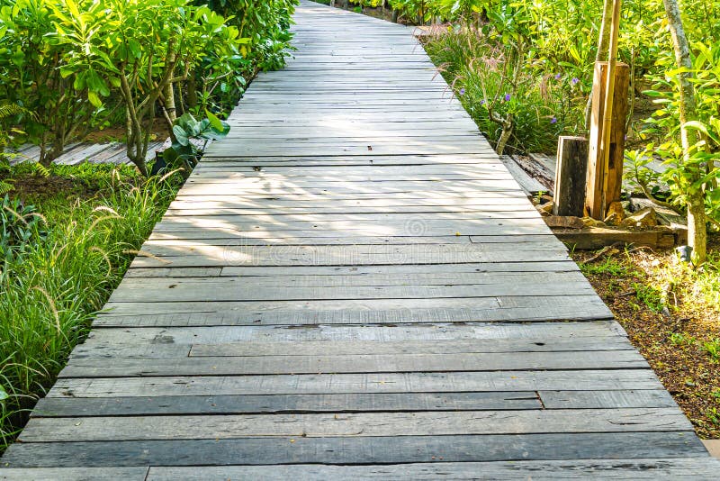 Beautiful Wooden Path Walk in the Garden Stock Image - Image of wooden ...