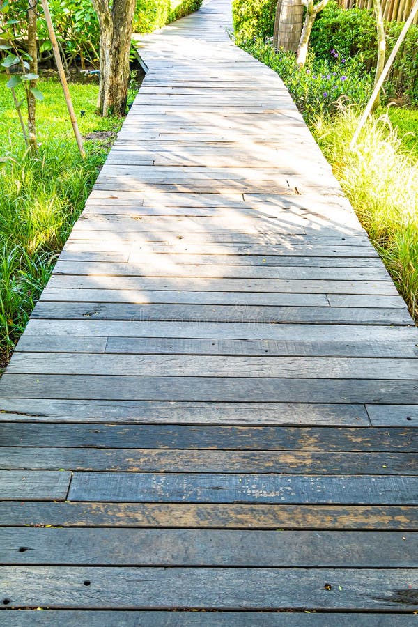 Beautiful Wooden Path Walk in the Garden Stock Image - Image of wooden ...
