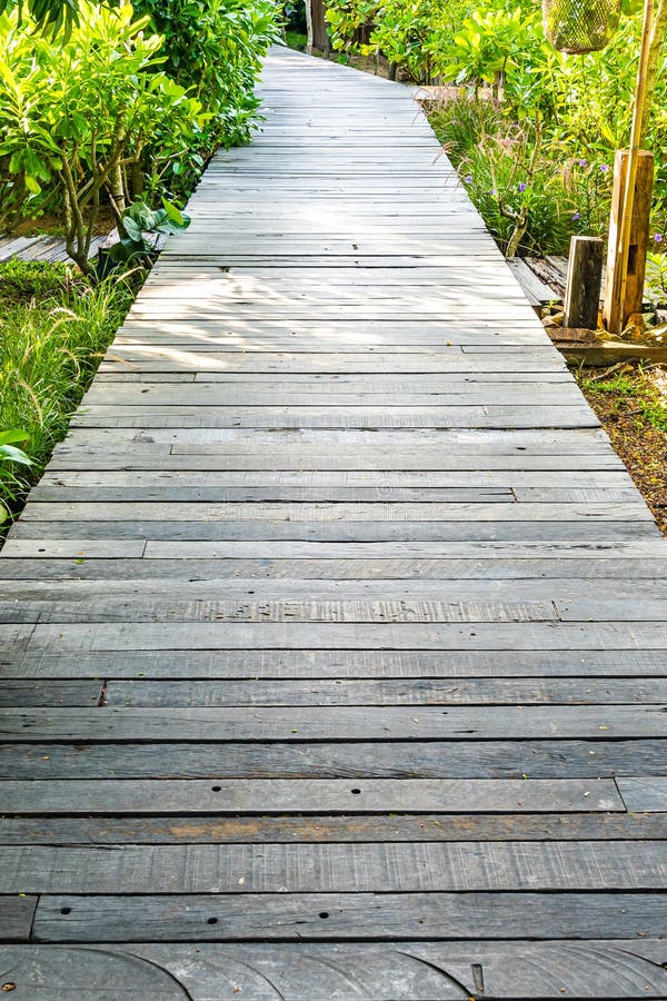 Beautiful Wooden Path Walk in the Garden Stock Image - Image of wooden ...
