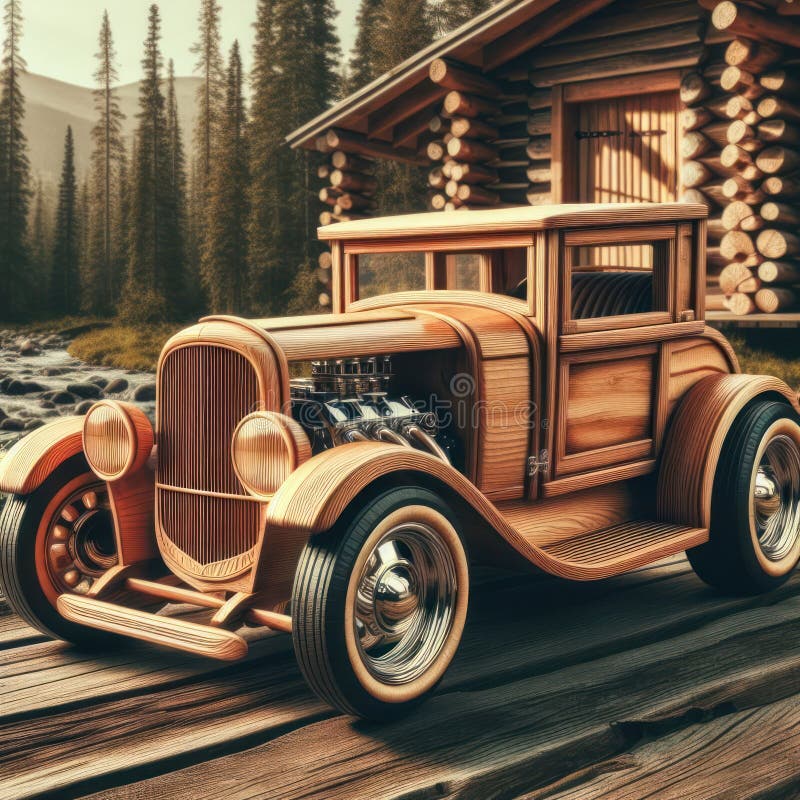 Beautiful Wooden Retro Car Model. Stock Image - Image of card, creative ...