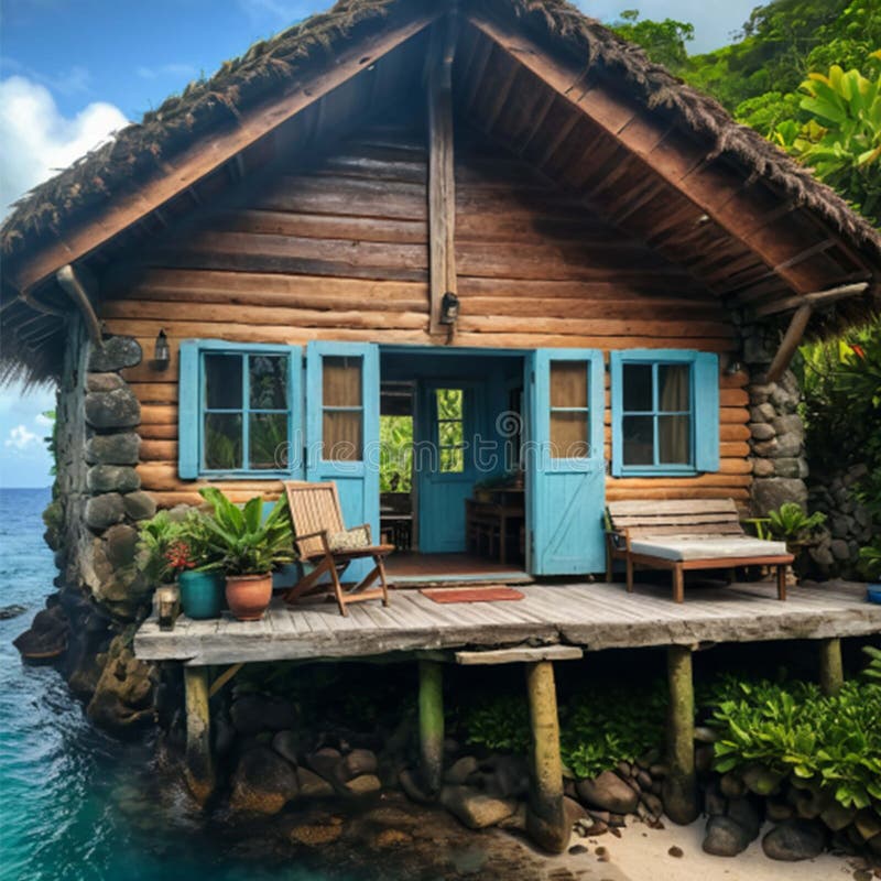 Beautiful Wooden Style House Stock Illustration - Illustration of ...