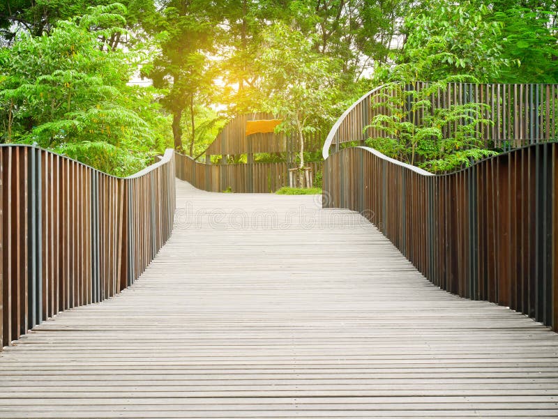 Beautiful Wooden Walkway Bridge Stock Photo - Image of empty, walk ...