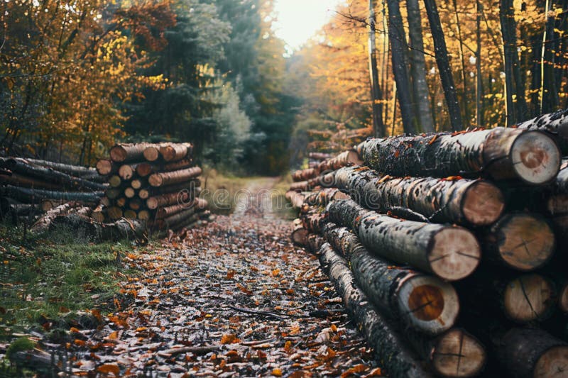 Beautiful Woods Path Lined with Logs, Autumnal Tranquility Captured ...