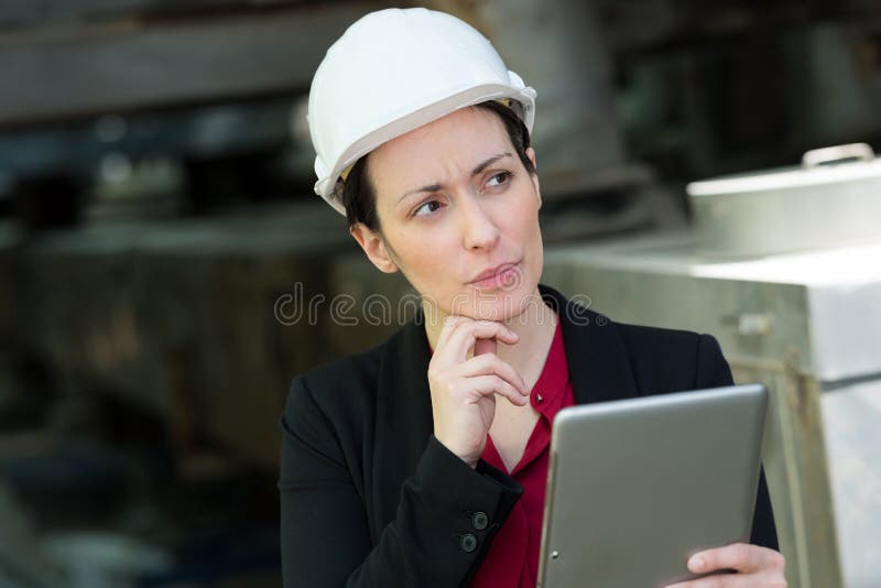 Beautiful Worker Making Inventory with Digital Tablet Stock Image ...