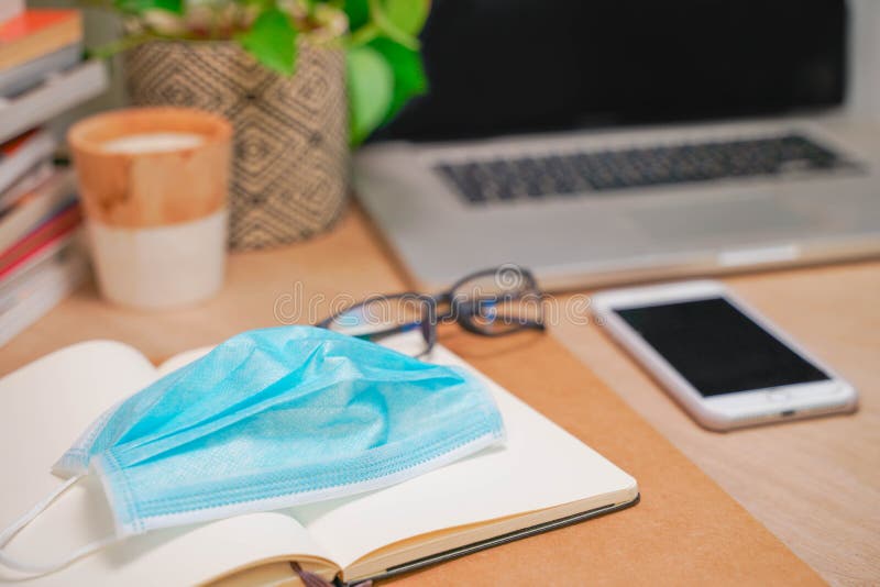 Beautiful Workspace at Home with Computer during Quarantine Stock Image ...