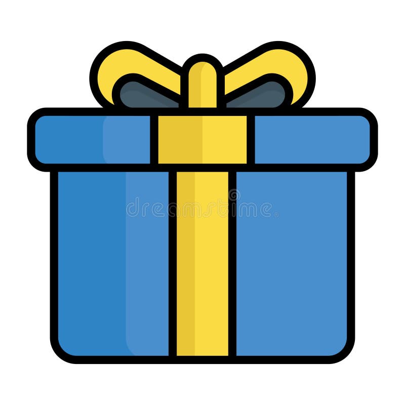 A Beautiful Wrapped Gift Box Decorative with Ribbon Bow Vector Icon ...