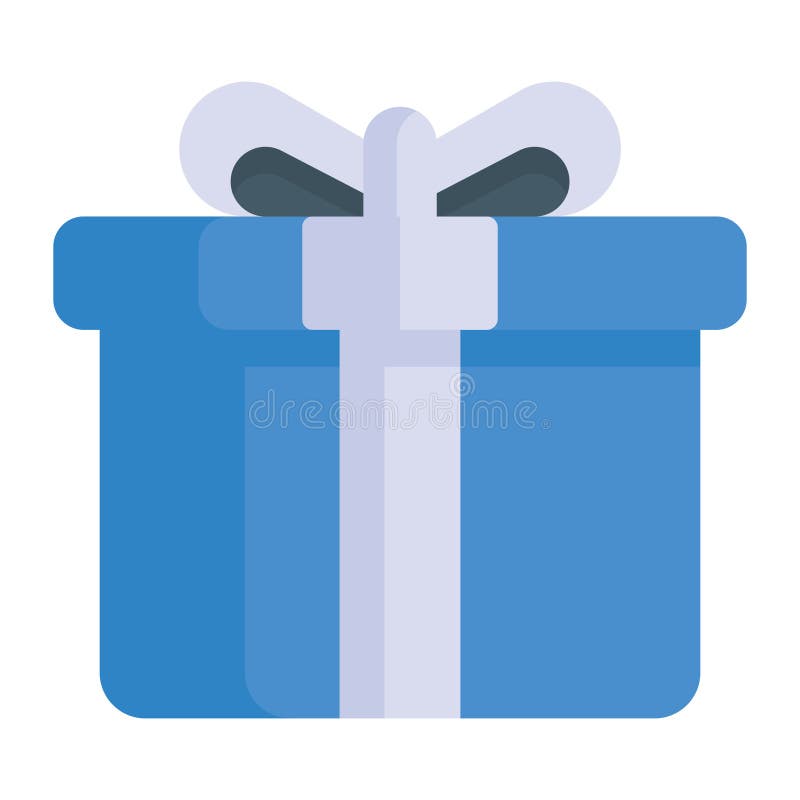 A Beautiful Wrapped Gift Box Decorative with Ribbon Bow Vector Icon ...