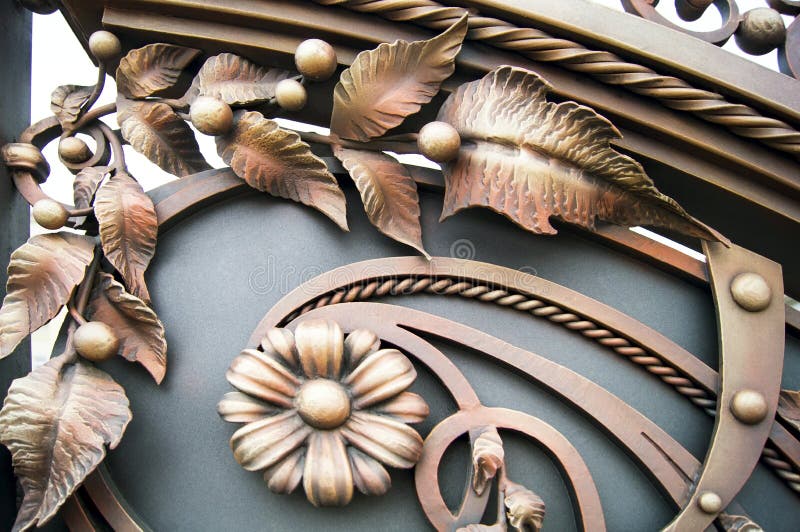Beautiful Wrought-iron Elements of a Metal Gate Stock Photo - Image of ...