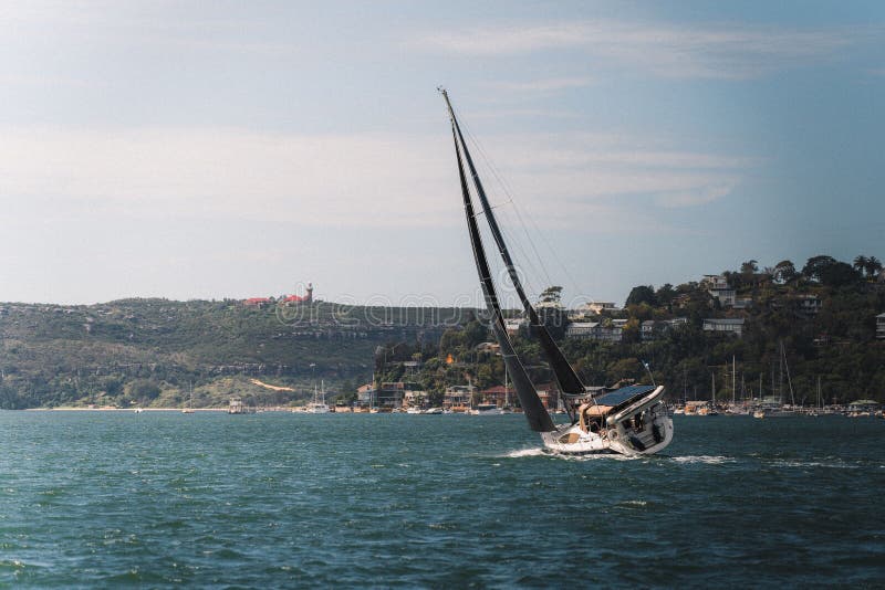 Beautiful Yacht Sailing in the Wavy Sea Stock Image - Image of ship ...