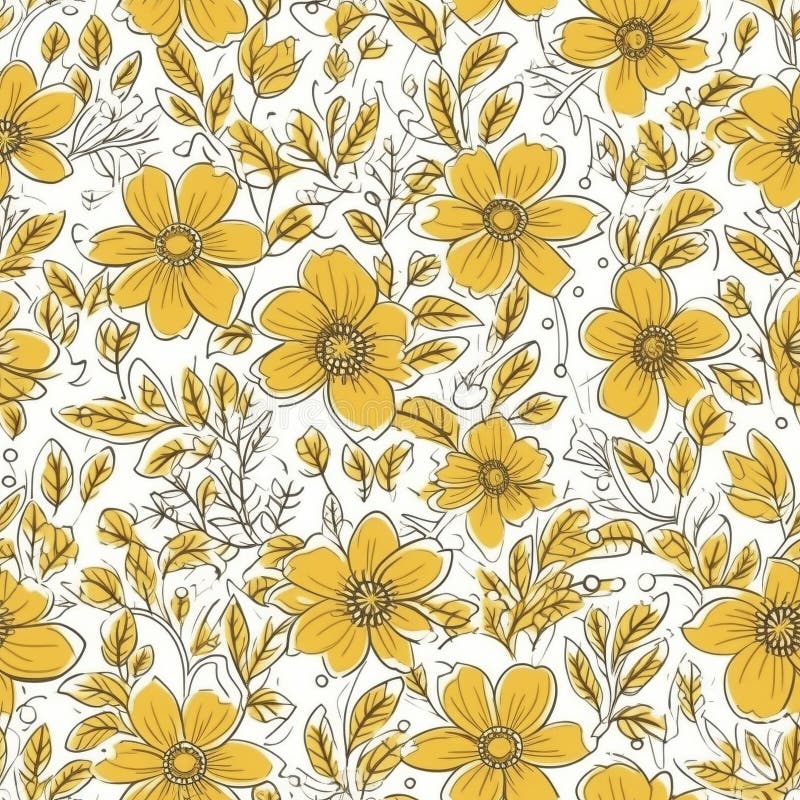 Beautiful Yellow Flower Seamless Pattern, Created with Generative AI ...