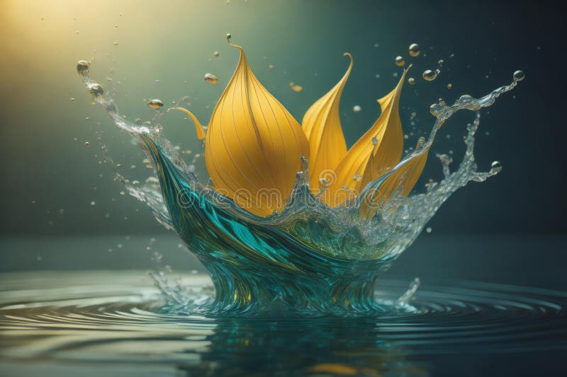 Beautiful Yellow Flower in Water Splash. Ai Generated Stock ...