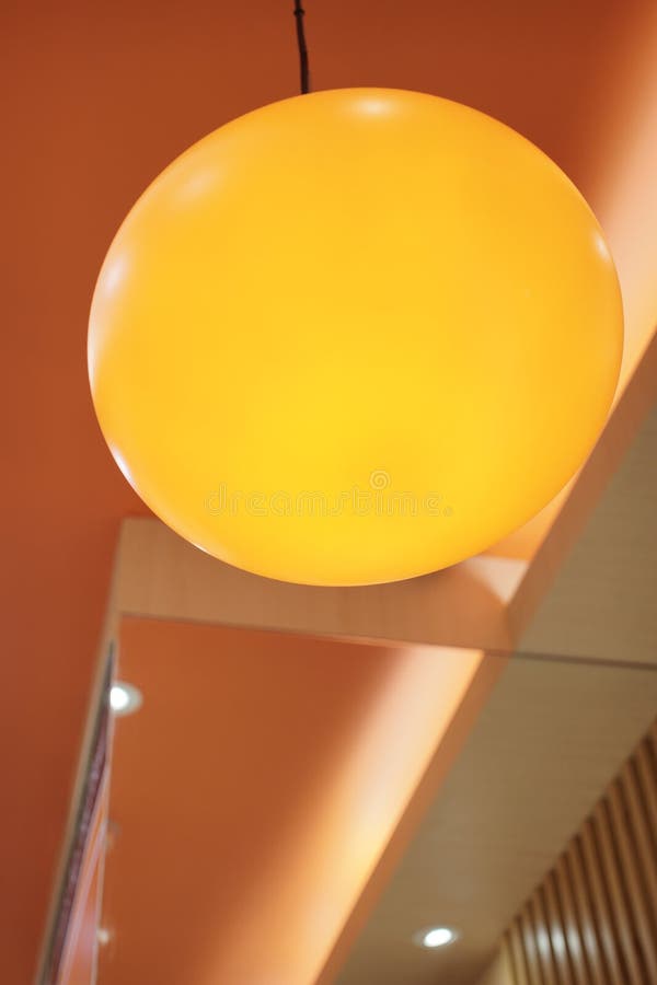 The Beautiful Yellow Modern Lamp Design in Ceilling Stock Photo - Image ...