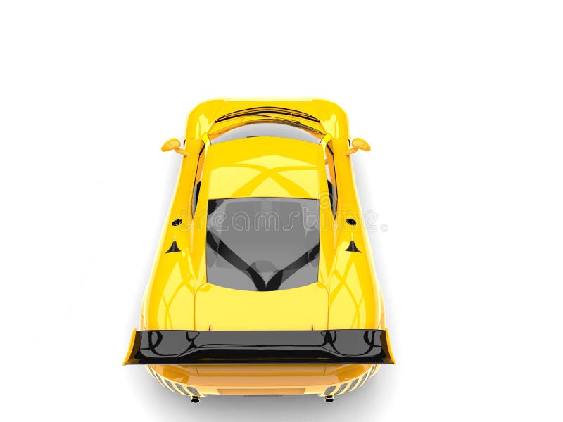 Beautiful Yellow Modern Sport Supercar - Top Down View Stock ...