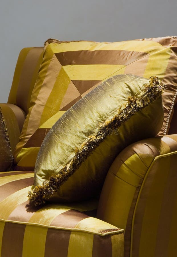 Beautiful yellow pillows stock photo. Image of decoration - 12921326