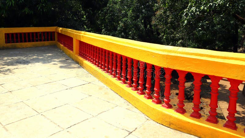 Beautiful Yellow and Red Wall Compound in the Temple Stock Image ...