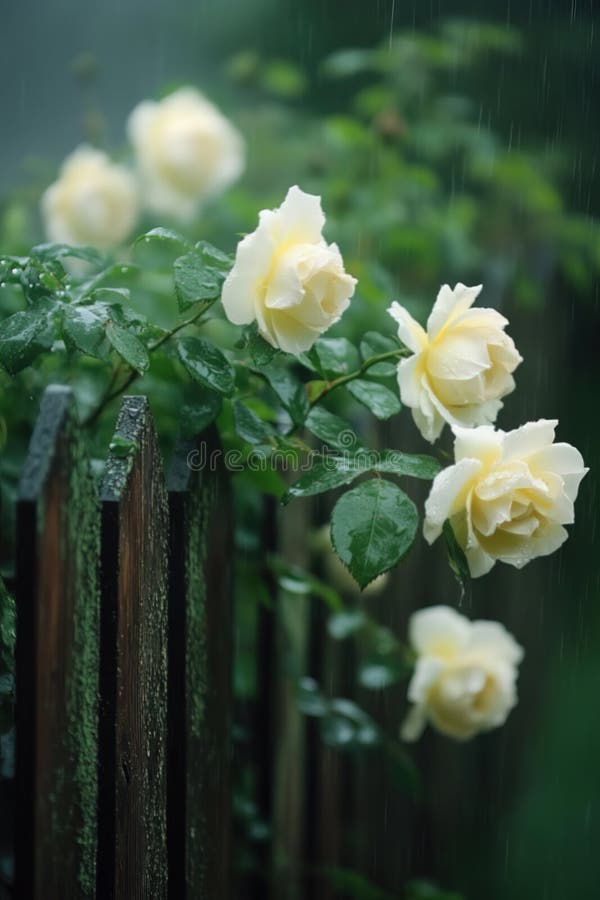 Beautiful Yellow Roses after the Heavy Rain Stock Illustration ...