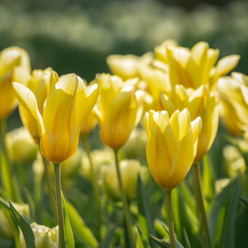 Beautiful Yellow Tulips in Bright Sunlight Stock Photo - Image of ...