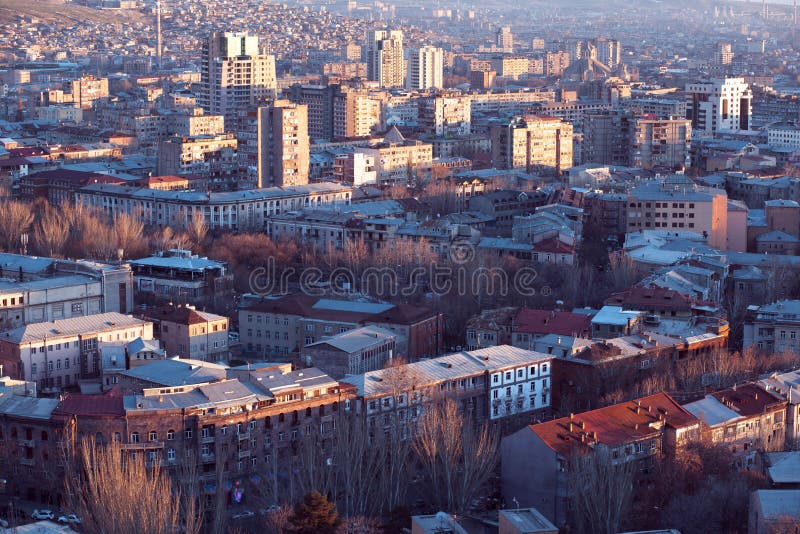 Beautiful Yerevan City at Sunset Stock Photo - Image of capital, high ...