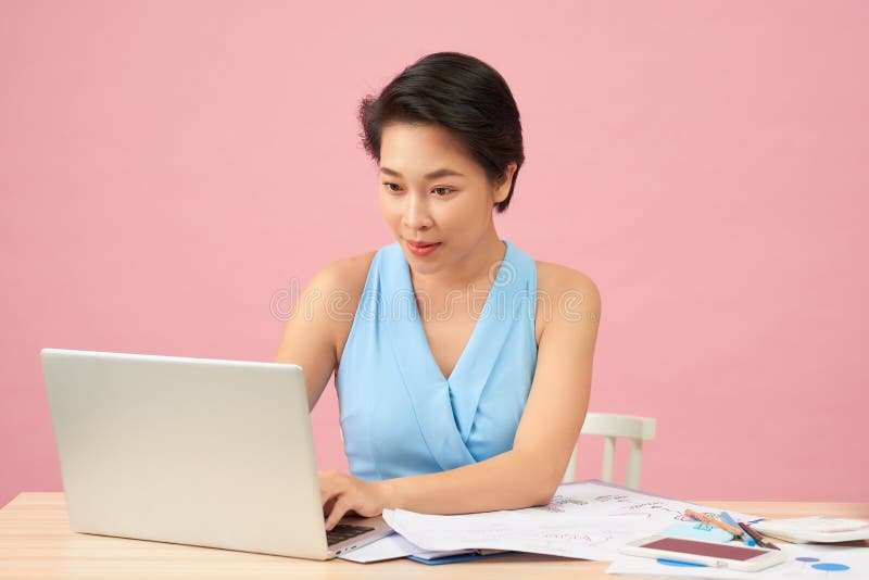 Beautiful Young Asia Woman Working in Office Stock Photo - Image of ...