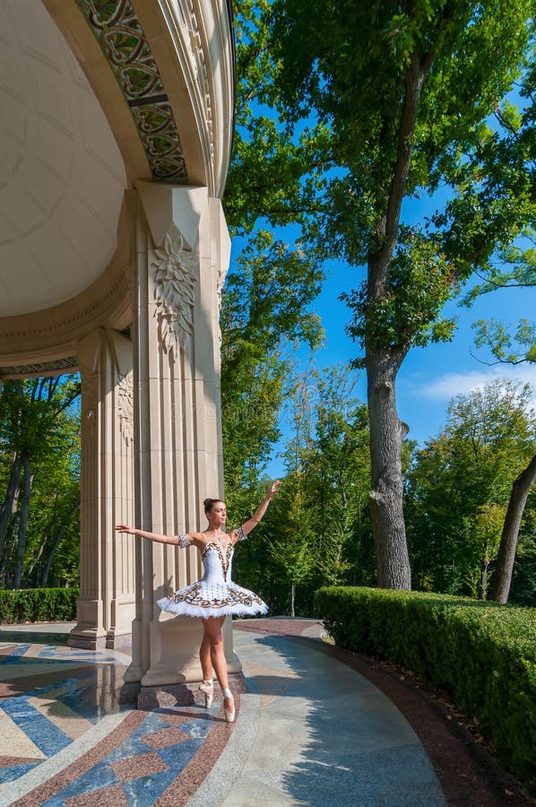 Beautiful Young Ballerina Dancing, Standing in Stock Image - Image of ...
