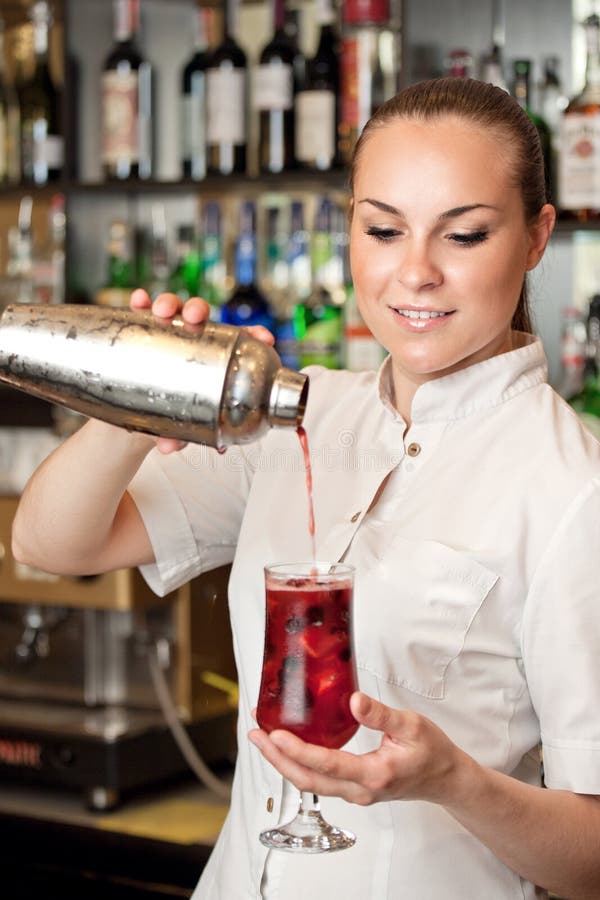Beautiful young barmaid stock photo. Image of service - 35841332