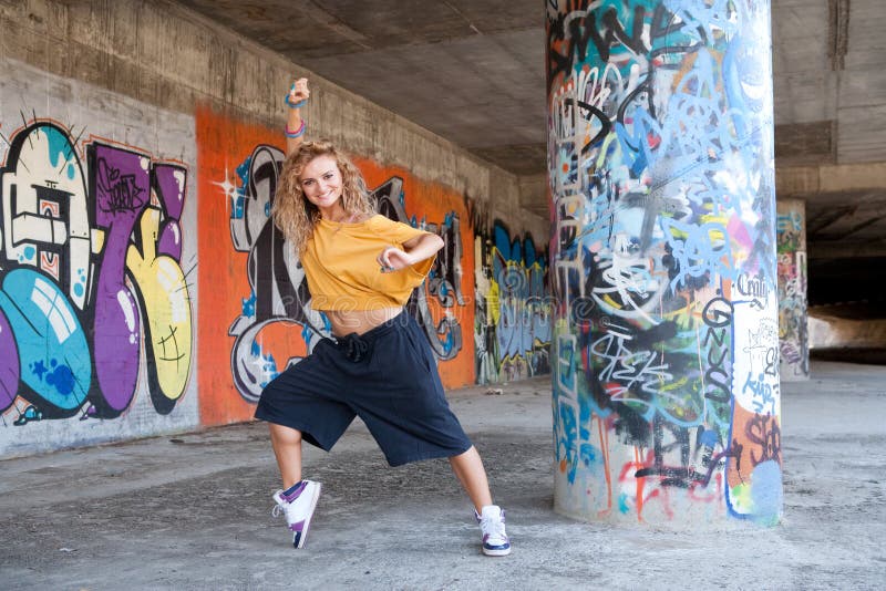 Beautiful Young Blond Model. Graffiti Editorial Photography - Image of ...