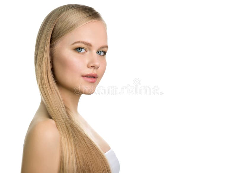 Beautiful Young Blonde Woman With Perfect Skin And Long Light Blond