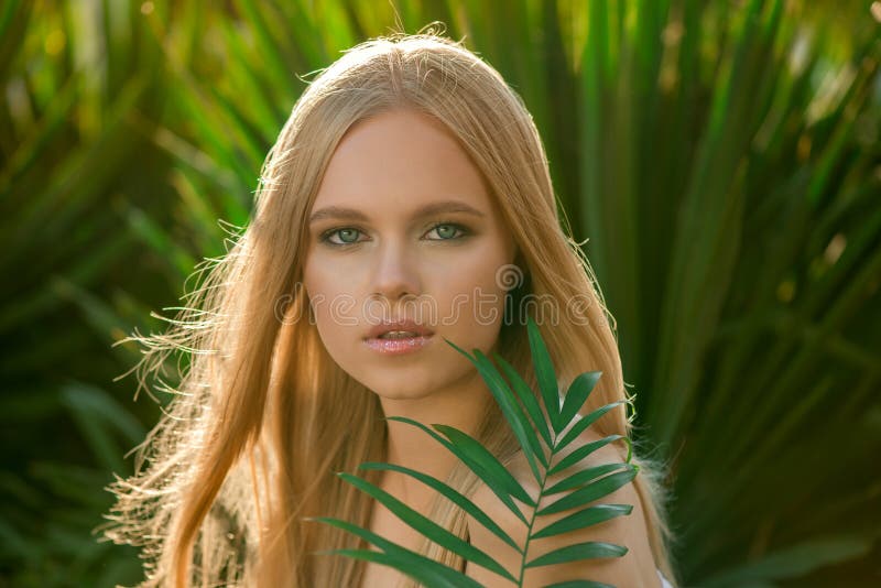 Beautiful Young Blonde Woman With Perfect Skin And Long Light Blond