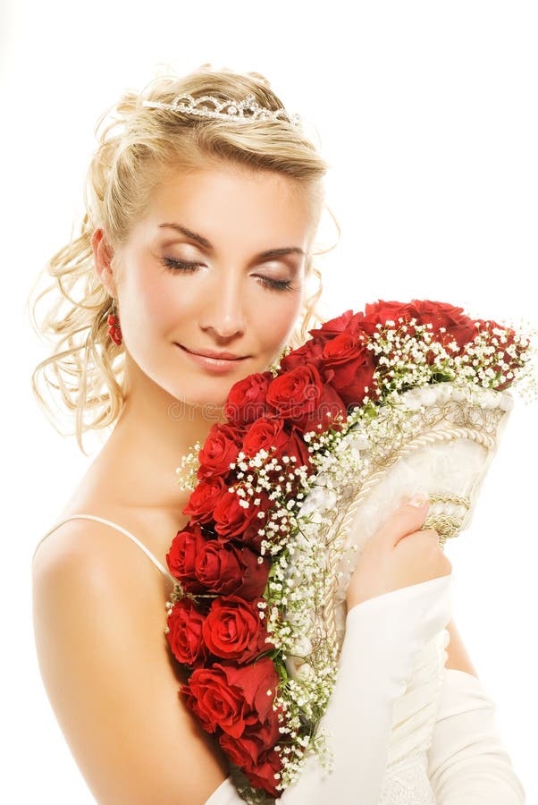 Happy bride stock image. Image of bride, happy, flowers - 10929541