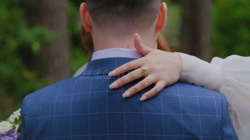 Beautiful Young Bride Hugs Her Groom Stock Footage - Video of family ...