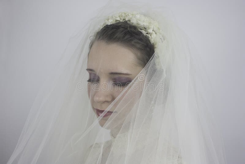 Beautiful Young Bride Wearing Veil Stock Photo - Image of lace, girl ...