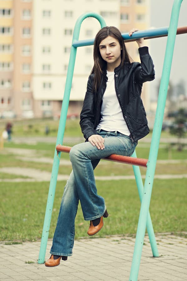 Beautiful Young Brunette Girl Stock Photo - Image of people, serious ...