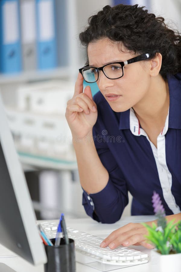 Beautiful Young Businesswoman Working on Computer Stock Photo - Image ...