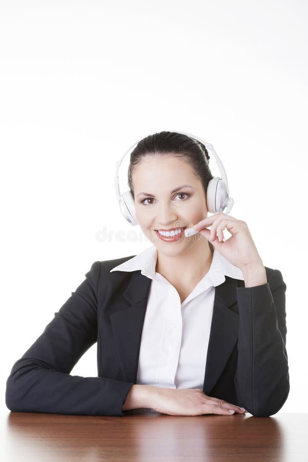 Beautiful Young Call-center Assistant at the Desk Stock Photo - Image ...