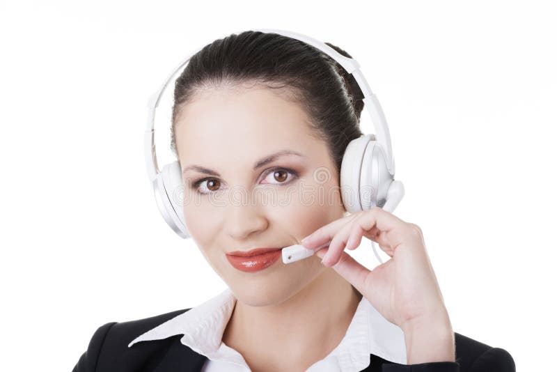 Beautiful Young Call-center Assistant at the Desk Stock Photo - Image ...