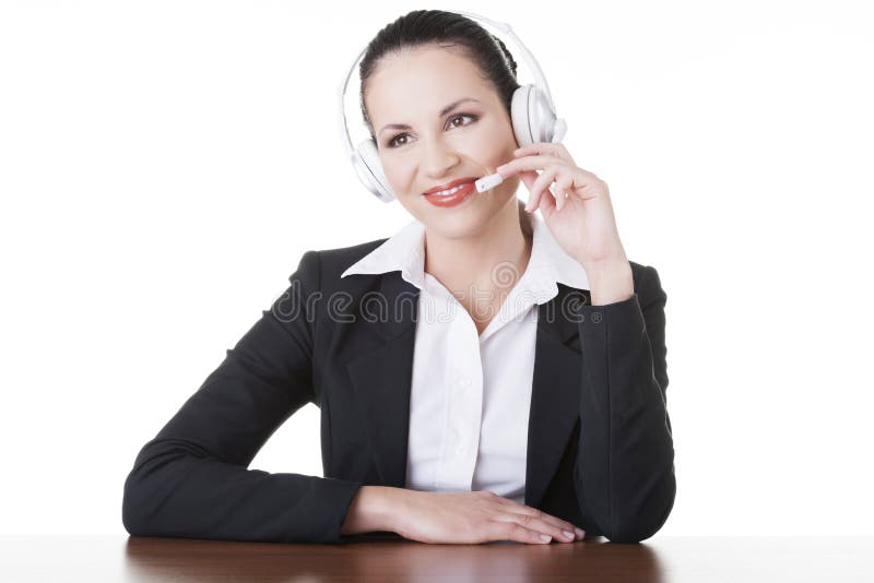 Beautiful Young Call-center Assistant at the Desk Stock Photo - Image ...