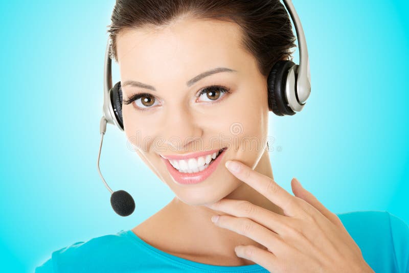 Beautiful Young Call-center Assistant Stock Image - Image of headphone ...