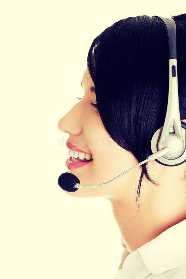 Beautiful Young Call-center Assistant Smiling Stock Image - Image of ...