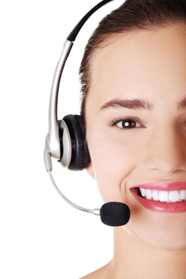 Beautiful Young Call-center Assistant Smiling Stock Photo - Image of ...