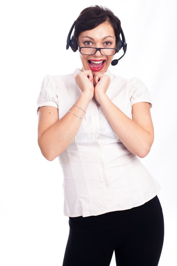 Beautiful Young Call-center Assistant Smiling Stock Photo - Image of ...